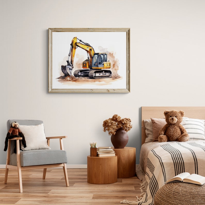 Excavator Print Digger Art Construction Print Toddler Boy - Etsy