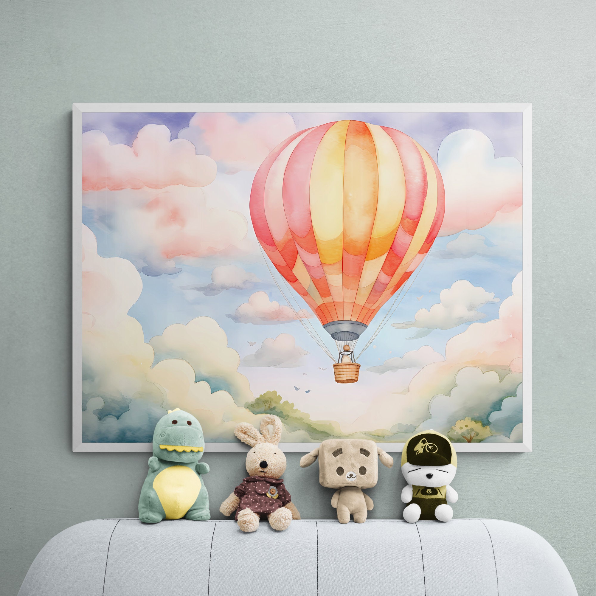 Watercolor Nursery Printable Hotair Balloon Art Hot Air - Etsy