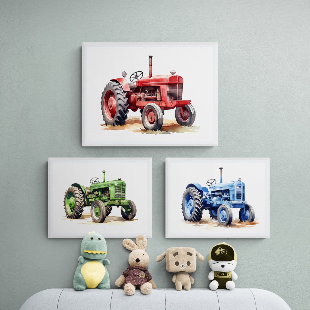 Antique Tractor Prints, Set of 3, Vintage Tractors, Boy Tractor Art ...