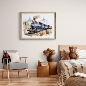 Set of 6 Train Prints, Train Nursery, Transportation Decor, Boys Room Decor, Travel Nursery ...