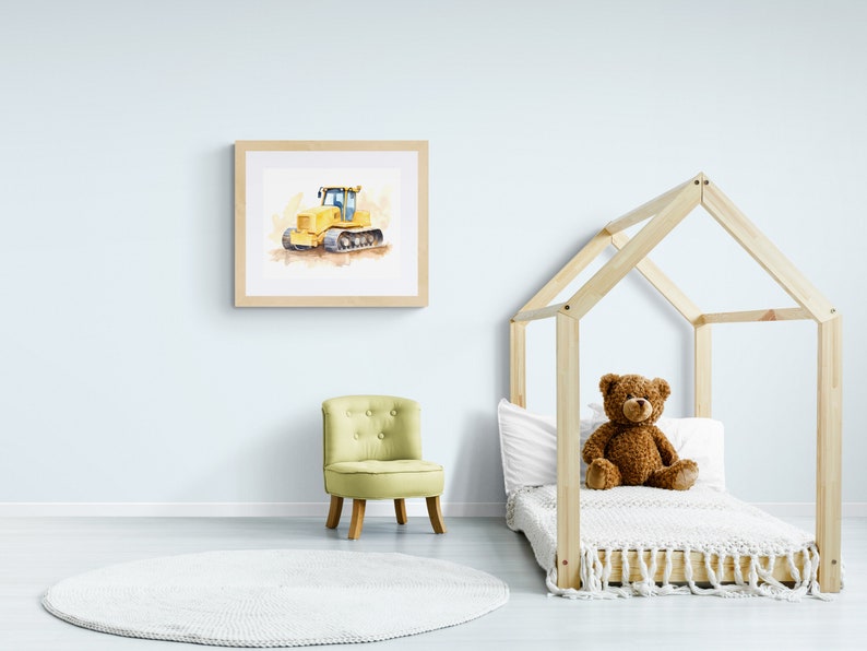 Watercolor Bulldozer Print, Construction Truck Wall Art (digital ...