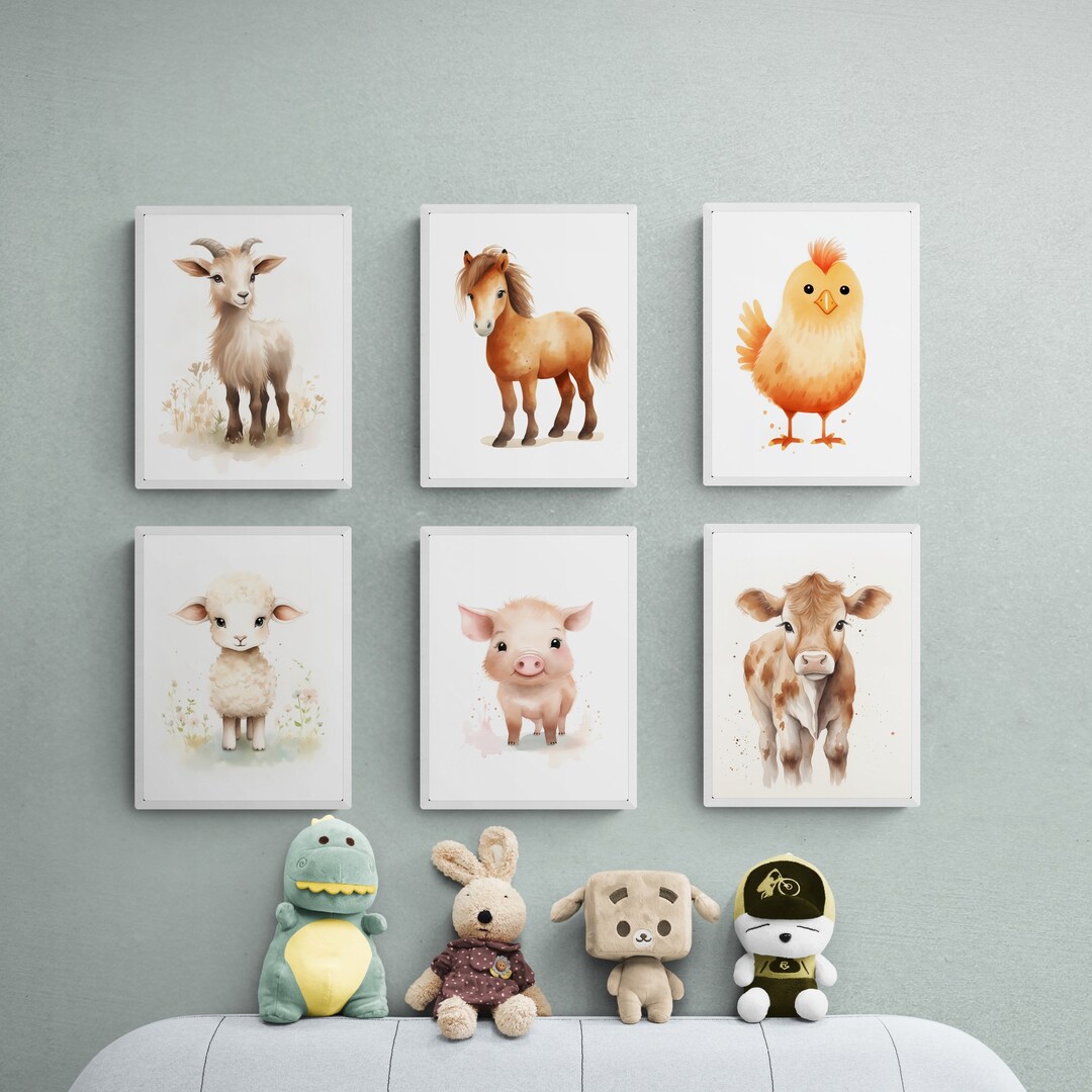 Printable Farm Animals, Set of 6, Farm Animals Print, Watercolor Farm ...