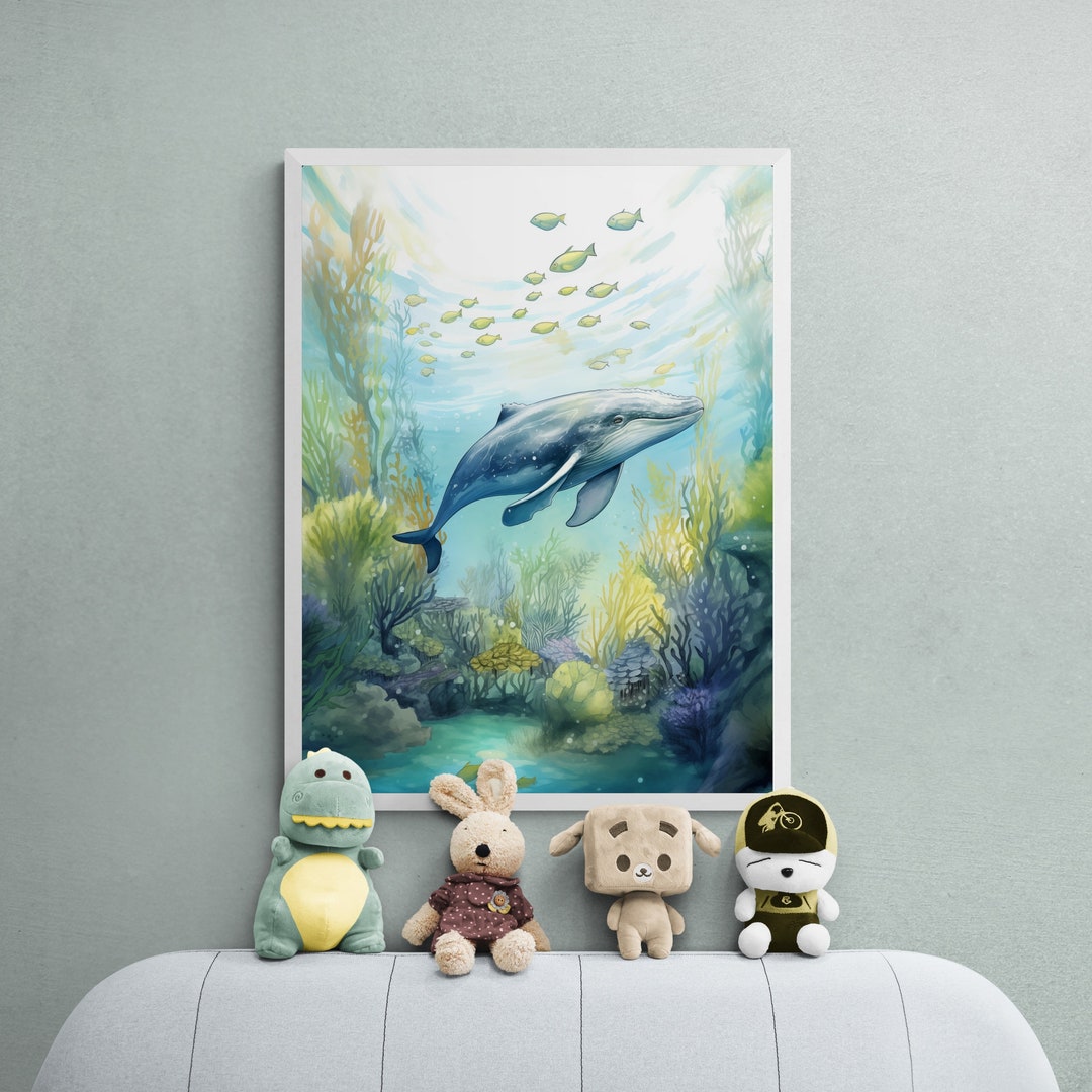 Watercolor Humpback Whale Print, Ocean Nursery Art (digital Download ...