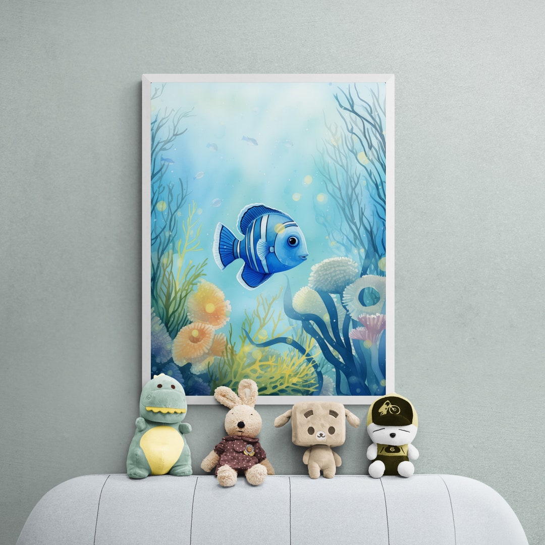 Printable Blue Tang Fish, Sea Animal Print, Ocean Nursery Decor, Under ...