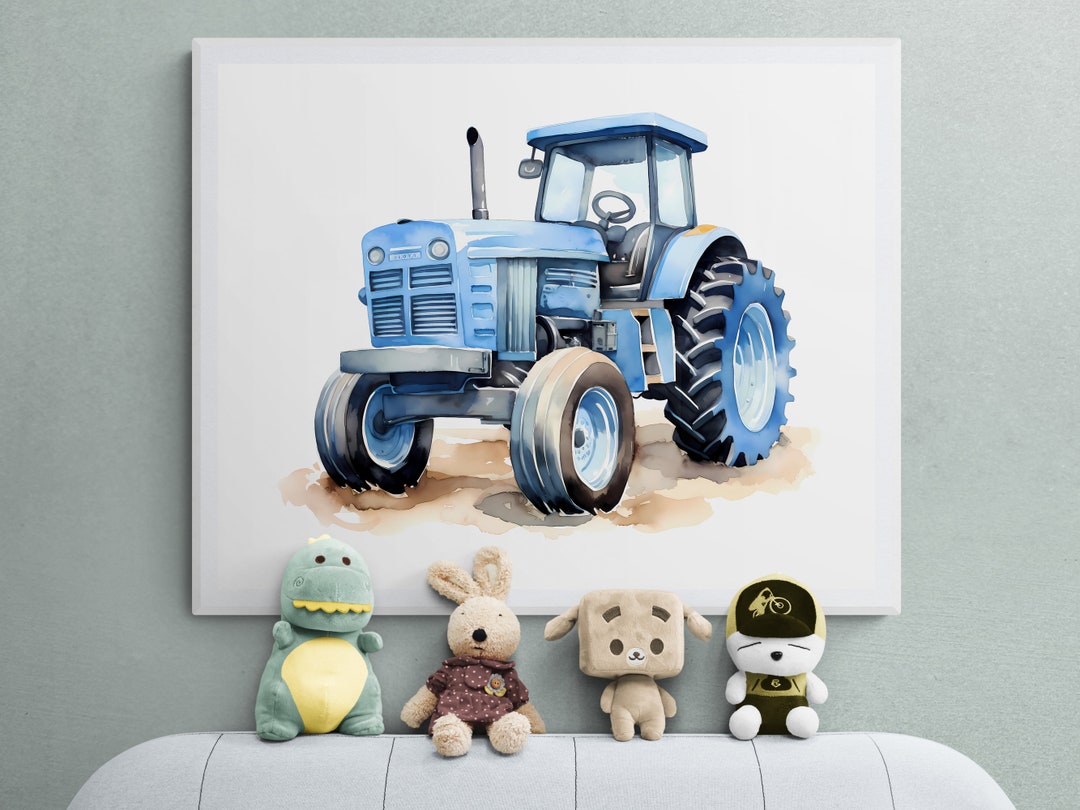 Printable Tractor, Watercolor Tractor, Blue Tractor, Farm Tractor ...
