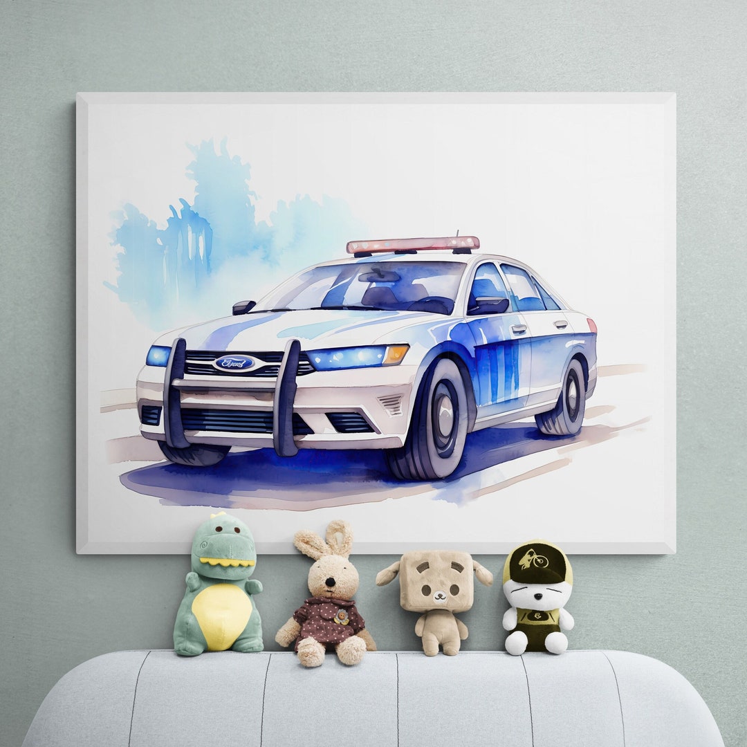 Police Car Print, Police Car Wall Art, Transportation Wall Art, Police ...