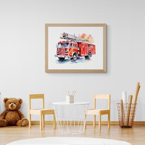 Fire Truck Print, Fire Truck Poster, Fire Engine Wall Art, Firetruck ...