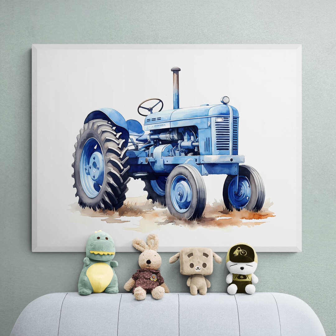 Blue Antique Tractor Print, Vintage Tractor, Boy Tractor Art, Tractor ...