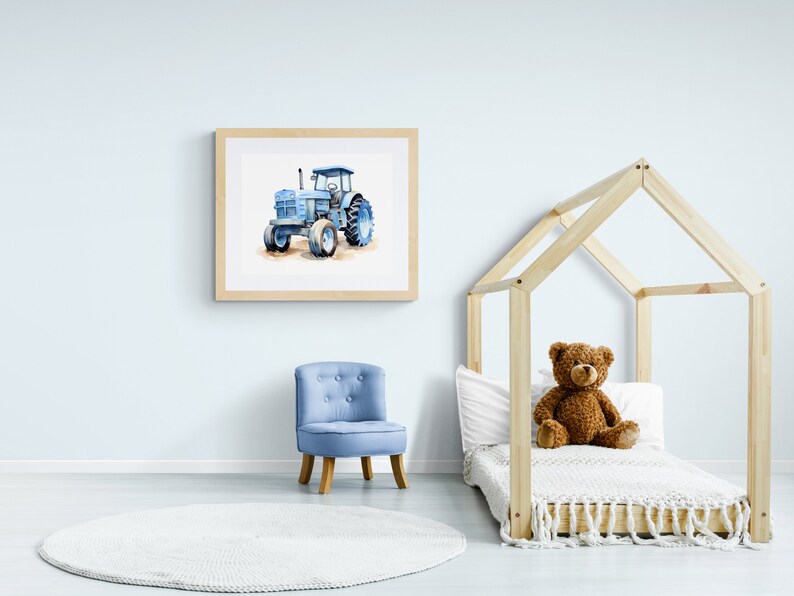 Blue Tractor Watercolor Print, Farm Nursery Decor (digital Download) - Etsy