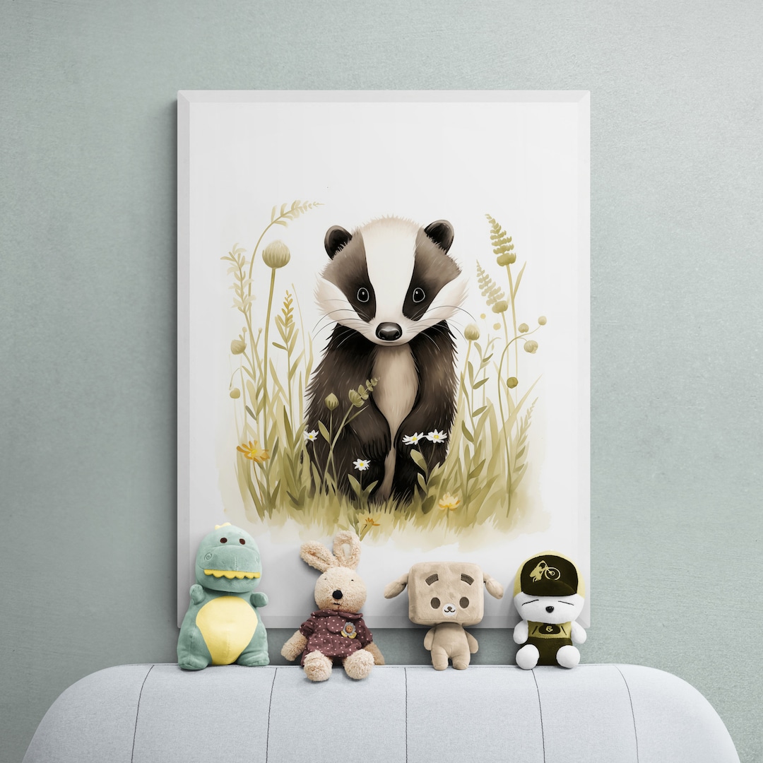 Watercolor Badger Print, Forest Nursery Decor (digital Download) - Etsy