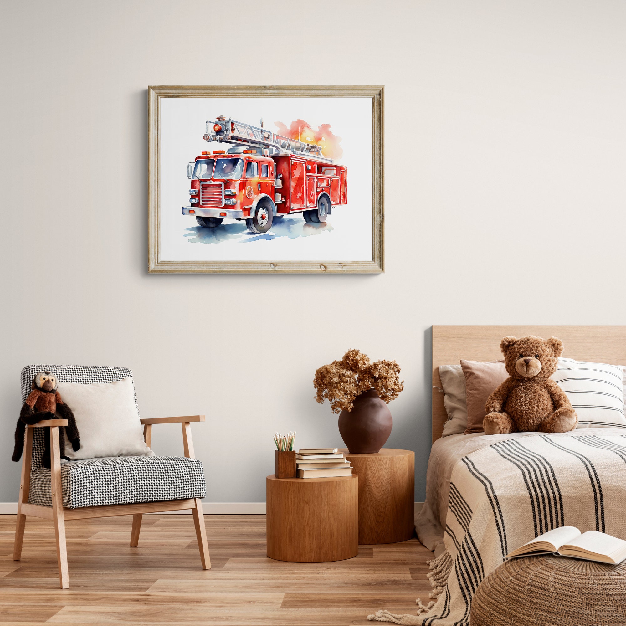 Fire Truck Print Fire Truck Poster Fire Engine Wall Art - Etsy Canada
