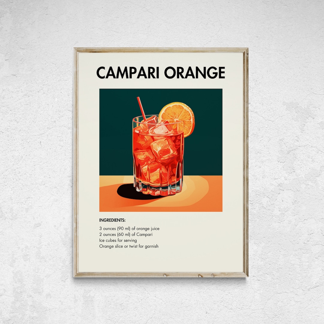 Campari Orange Printable, Campari Orange Poster, Retro Cocktail Print ...