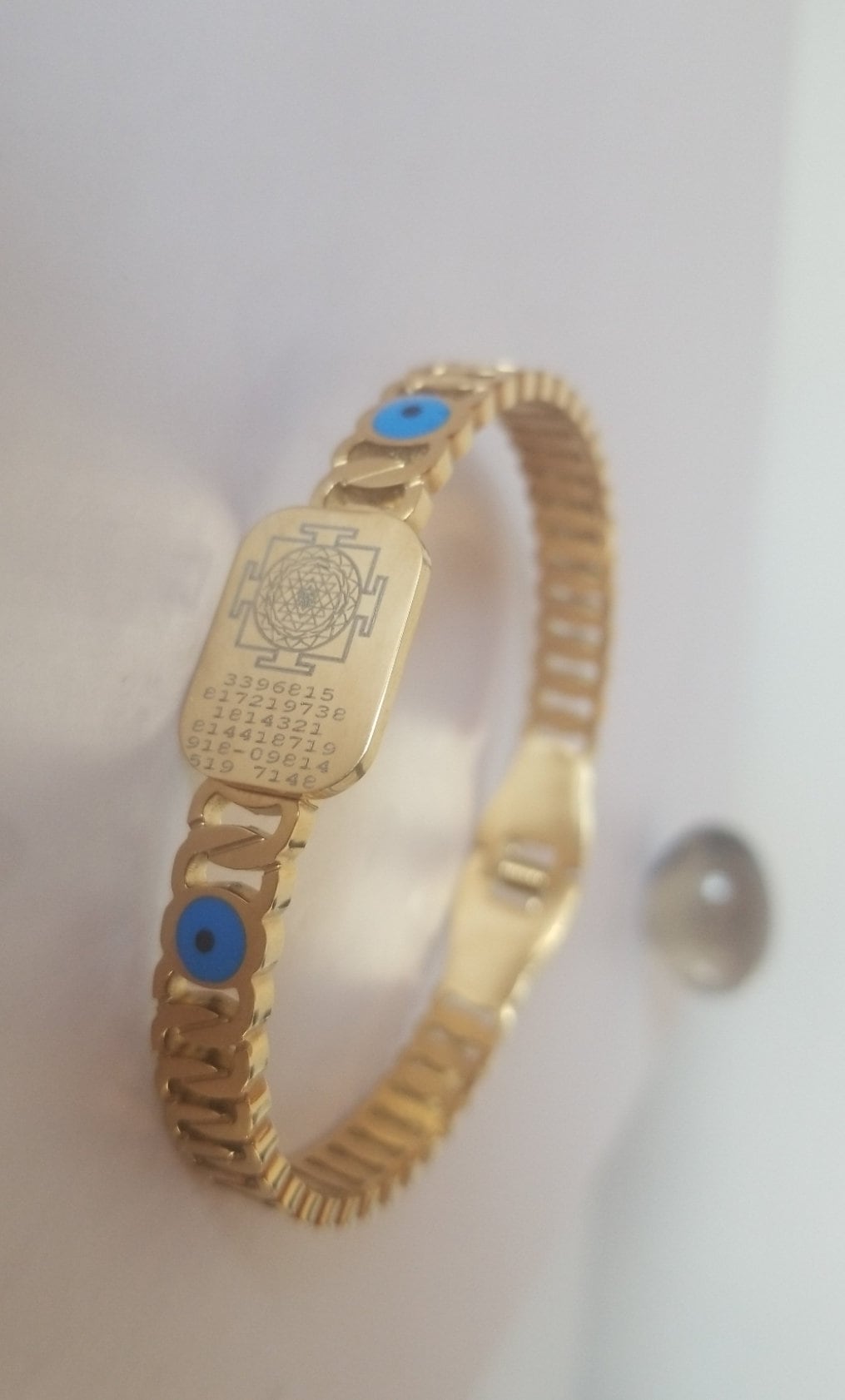 Sri Yantra Symbol and Grabovoi Numbers Gold Steel Bracelet - Etsy