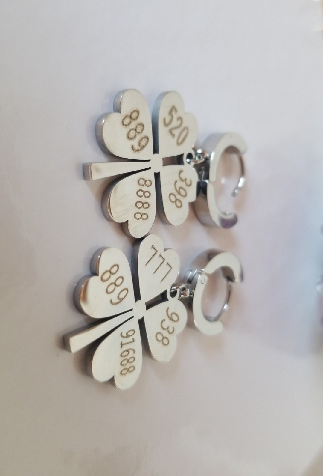 Lucky Clover Grabovoi Numbers Steel Earrings - Etsy