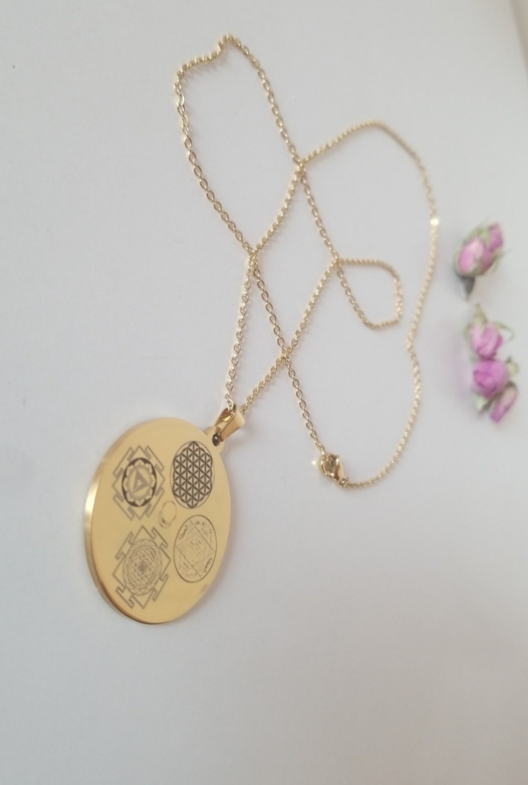 5 Symbol and Grabovoi Numbers Steel Necklace - Etsy