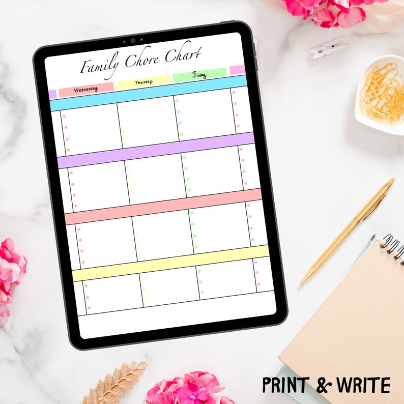 Editable Family Chore Chart | Printable Weekly Chore List | Kids ...