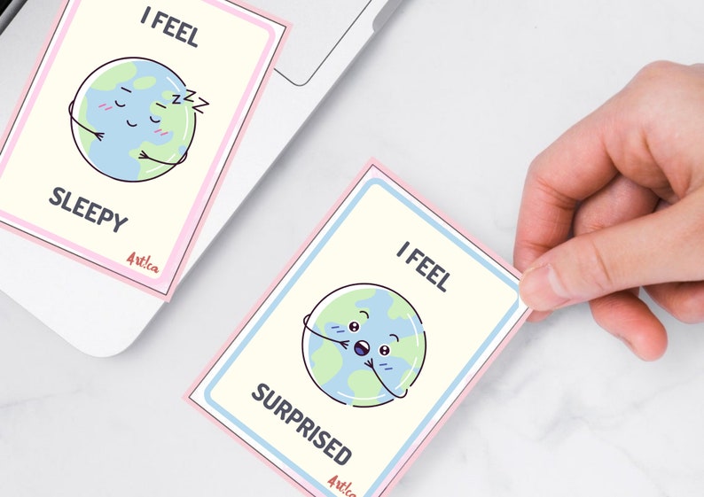 Emotions Flashcards, Earth Emoji Feelings, Social Learning (digital ...