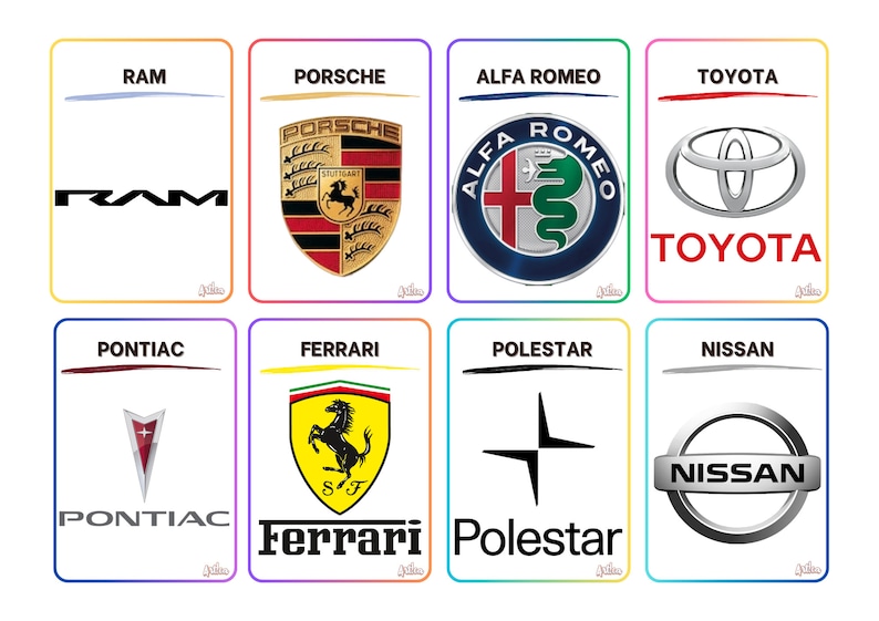 Car Brand Logo Flashcards, Printable & Editable (PDF Download A4 Size ...