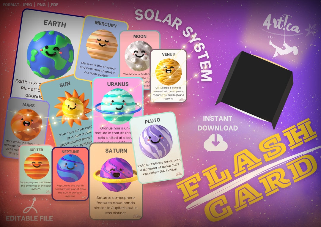 Solar System Montessori Educational Flashcards, Solar System PDF ...