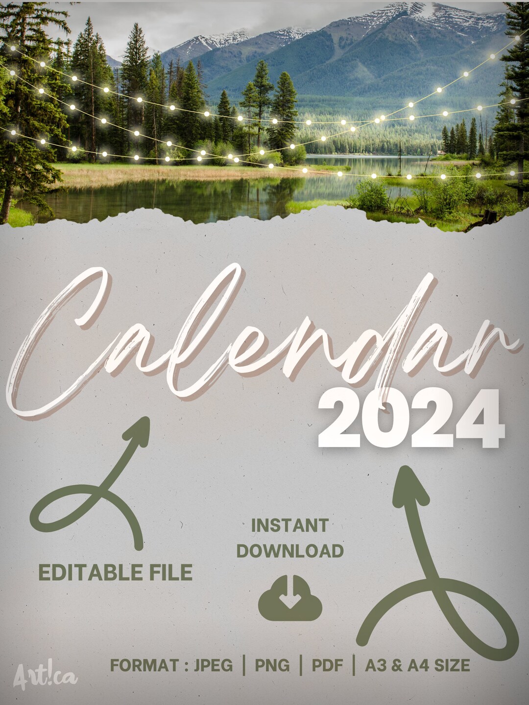 2024 Calendar Printable, Desk and Wall Calendar, Instant Download ...