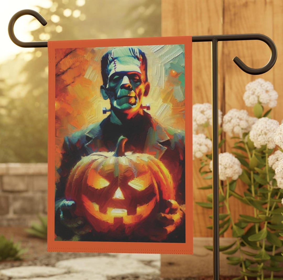 Frankenstein & Jack-o-lantern Halloween Garden Flag: Spooky Welcome ...