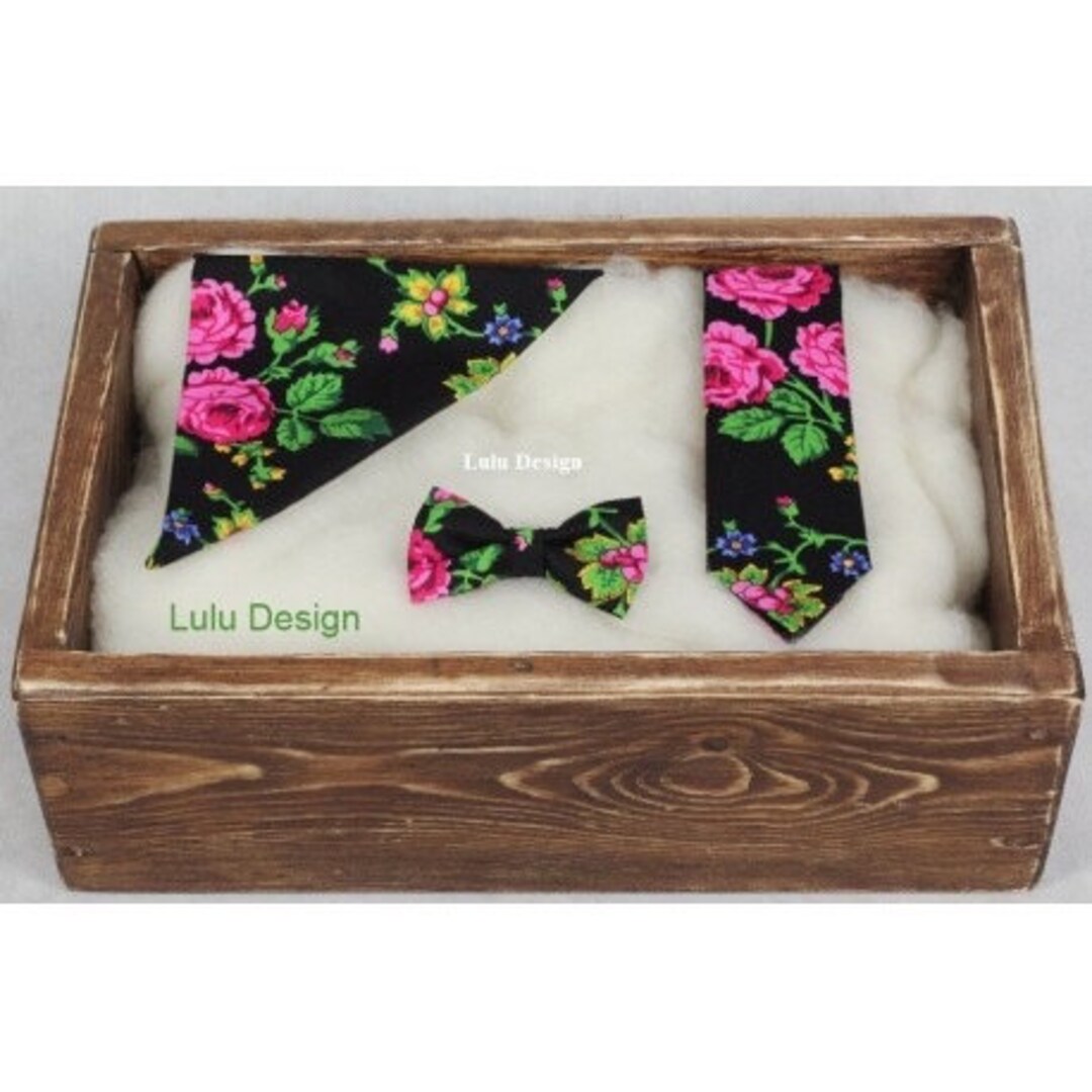 Set of a Tie, a Bow Tie, a Folk Pocket Square Poland Folklore Ethno ...