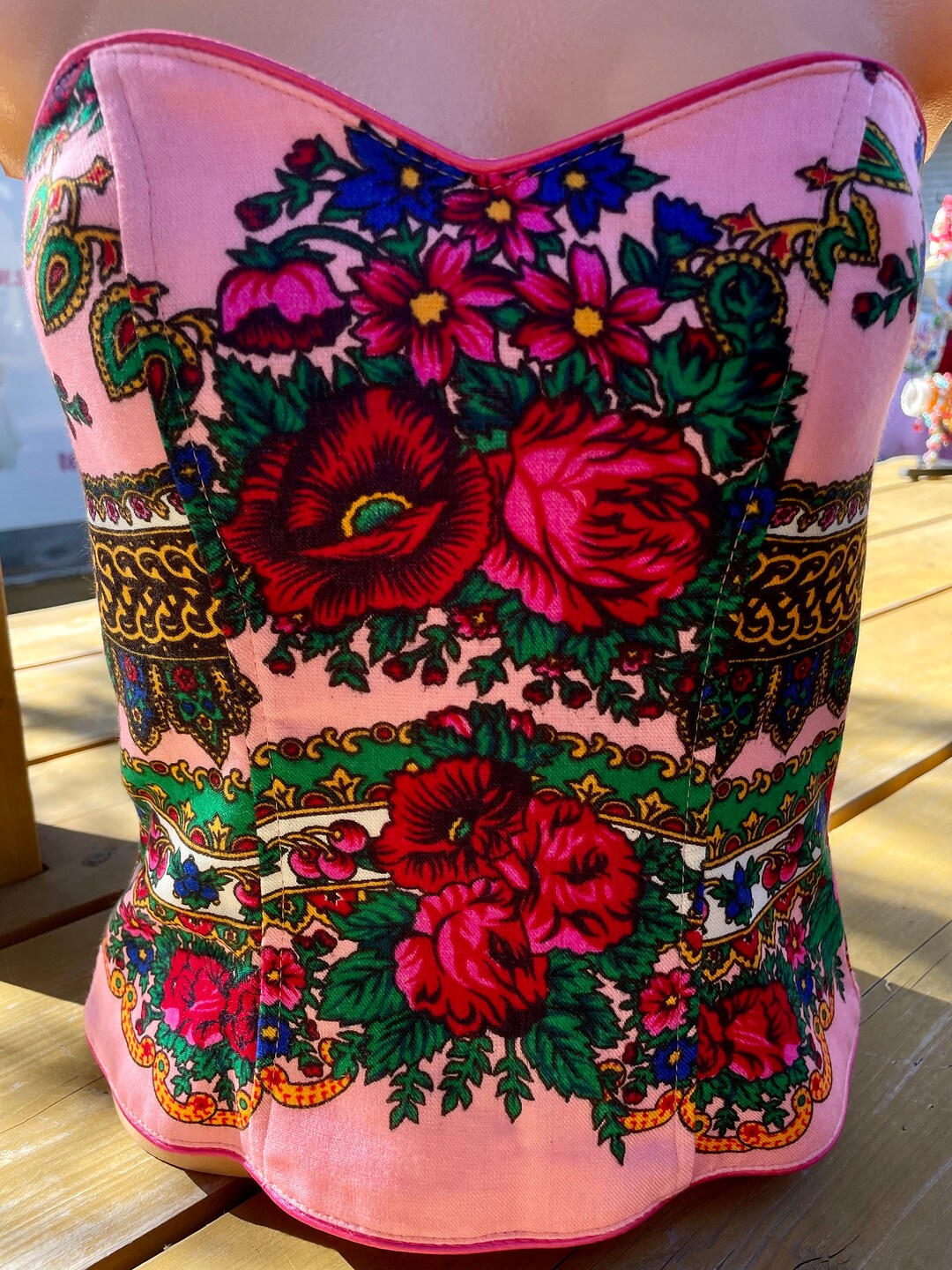Corset M/L Polish Folk Slavic Lace-up Corset, Floral Corset. Corset Top ...