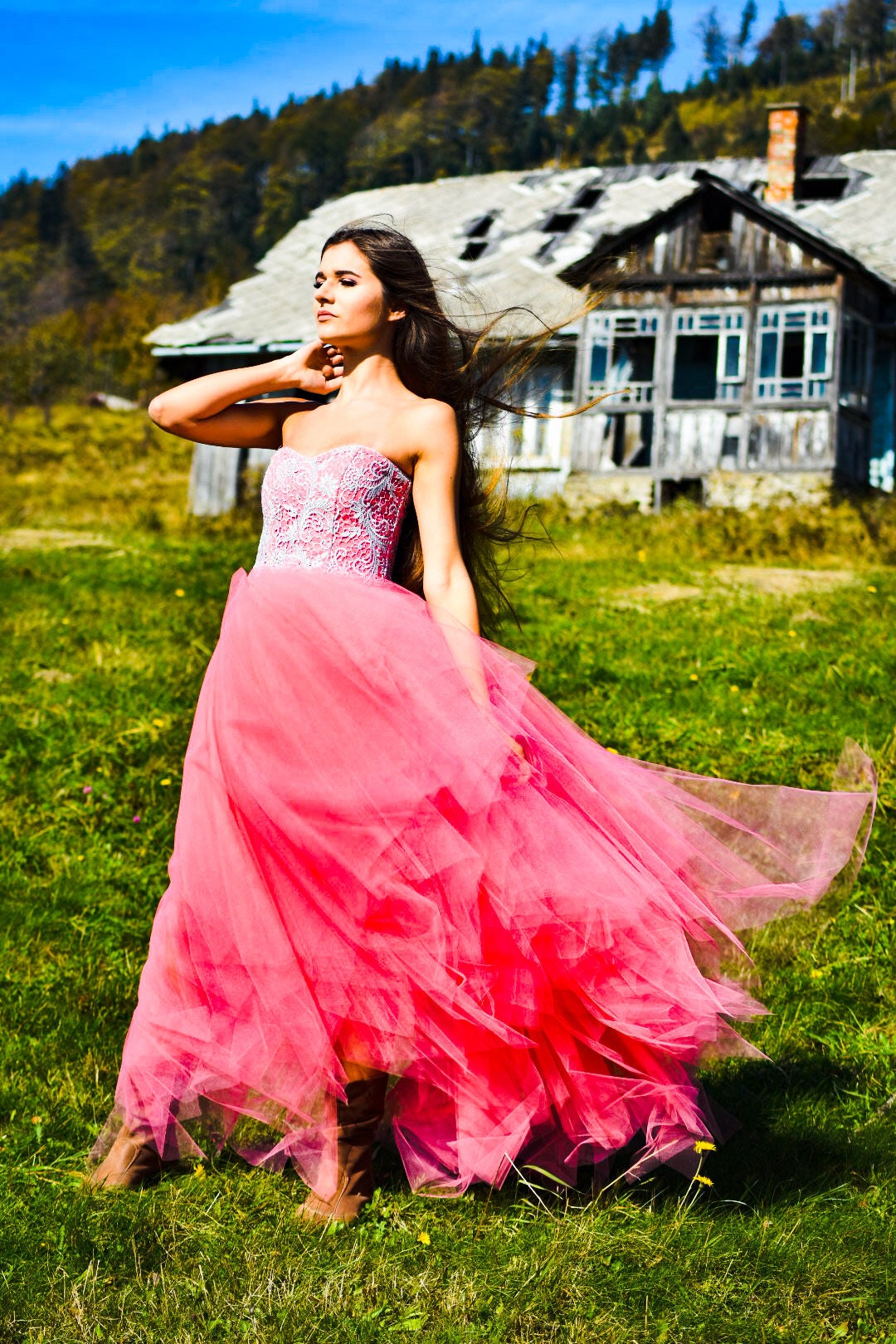 Amazing Corset Tulle Dress Montana Size XS Lady in Coral, Tulle Dress ...