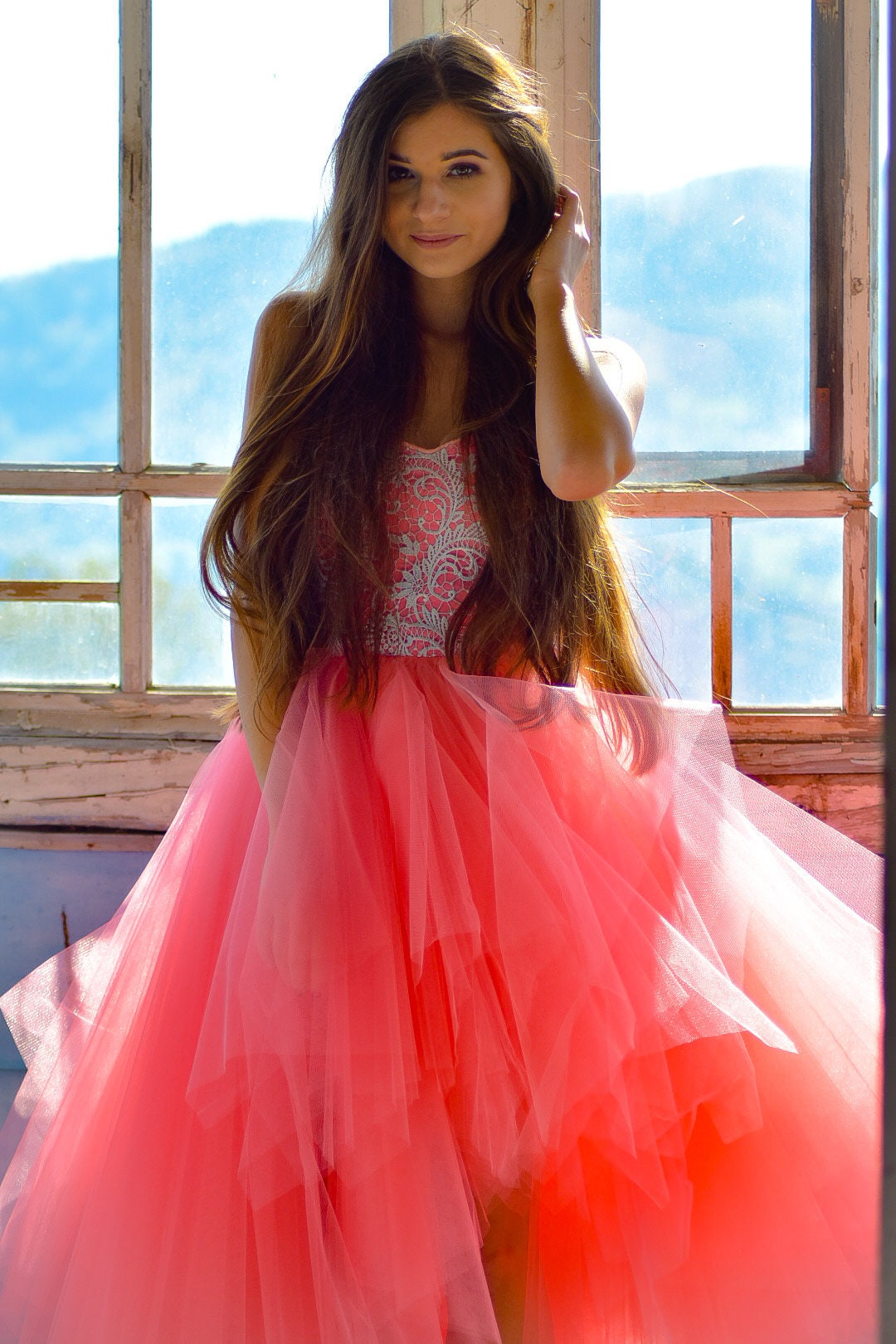 Amazing Corset Tulle Dress Montana Size XS Lady in Coral, Tulle Dress ...