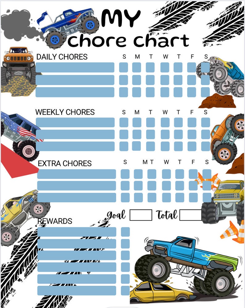 Monster Truck-themed Kids Chore Chart - Etsy