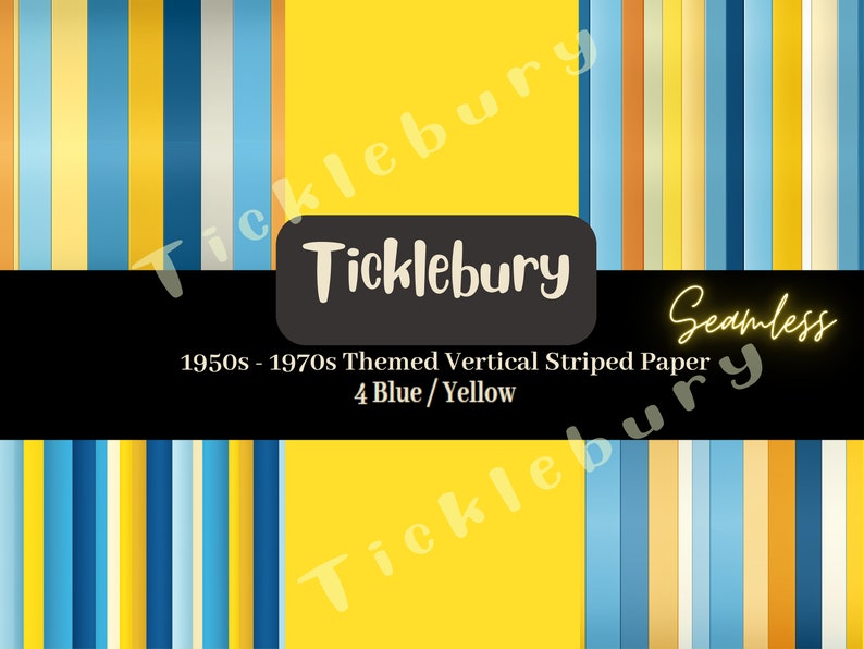 Digital Paper, 1950s - 1970s Retro Wallpaper, Vertical Stripes, 12"x12 ...