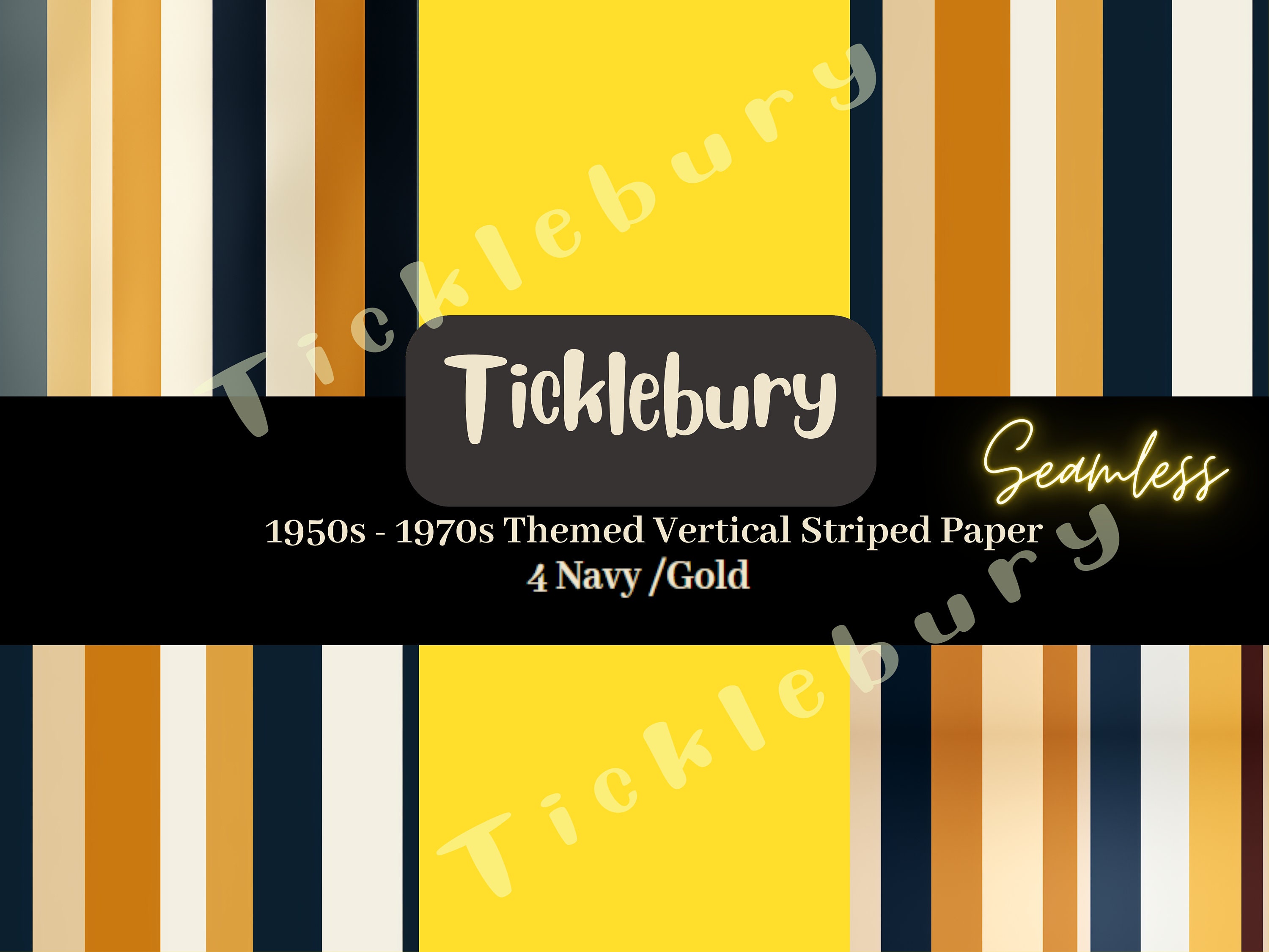 Digital Paper, 1950s - 1970s Retro Wallpaper, Vertical Stripes, 12"x12 ...