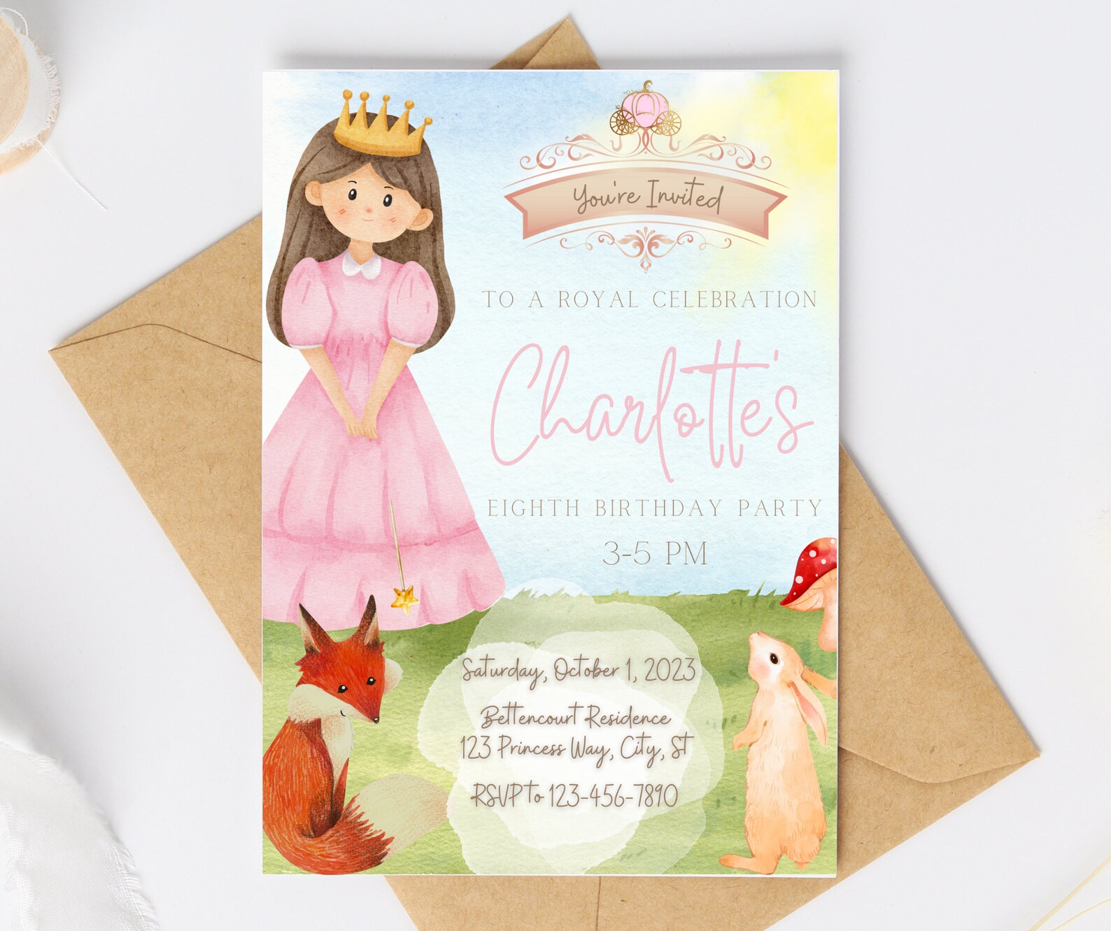 Princess Royal Birthday Invitation Template Printable - Etsy