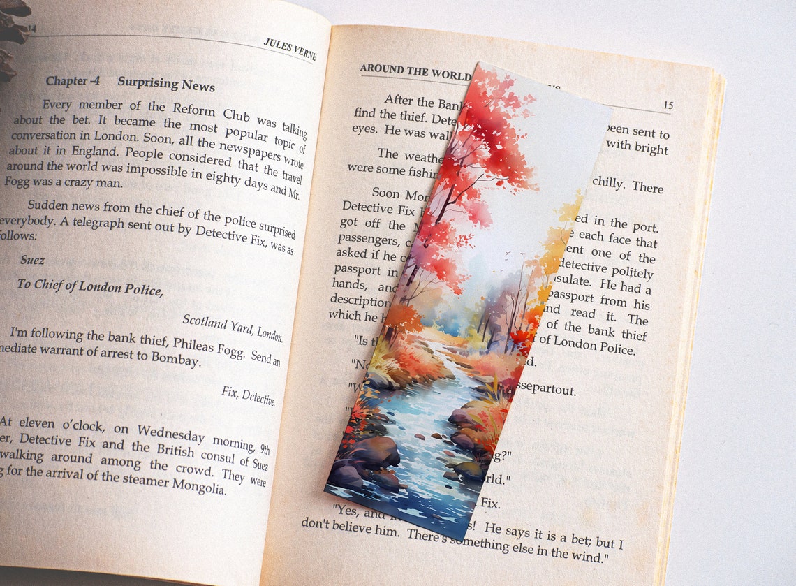 Watercolor Autumn Landscape Bookmarks: 10 Printable Designs (digital ...
