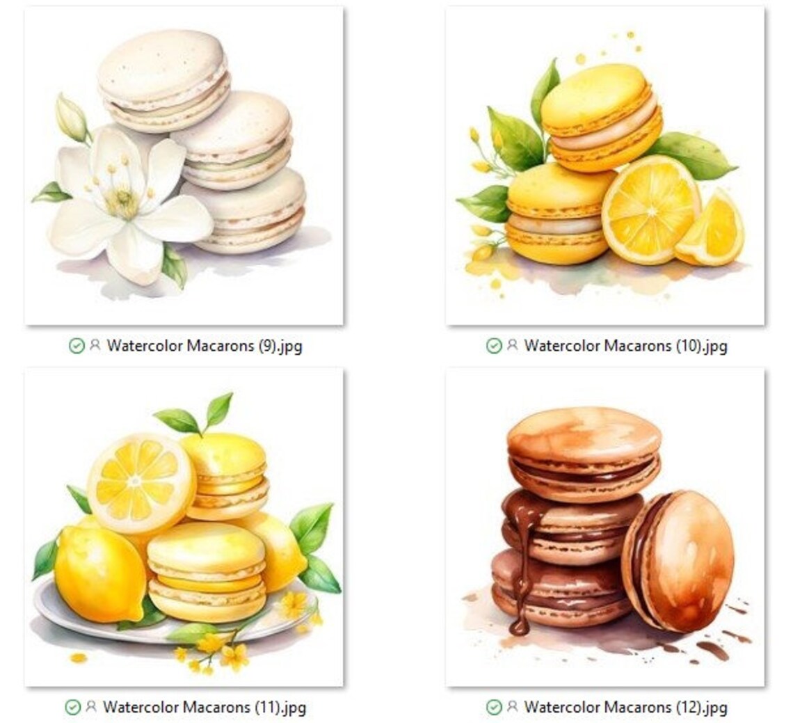 17 Watercolor Macaron Clipart JPEG PNG Bundle, Macaron Clip Art ...