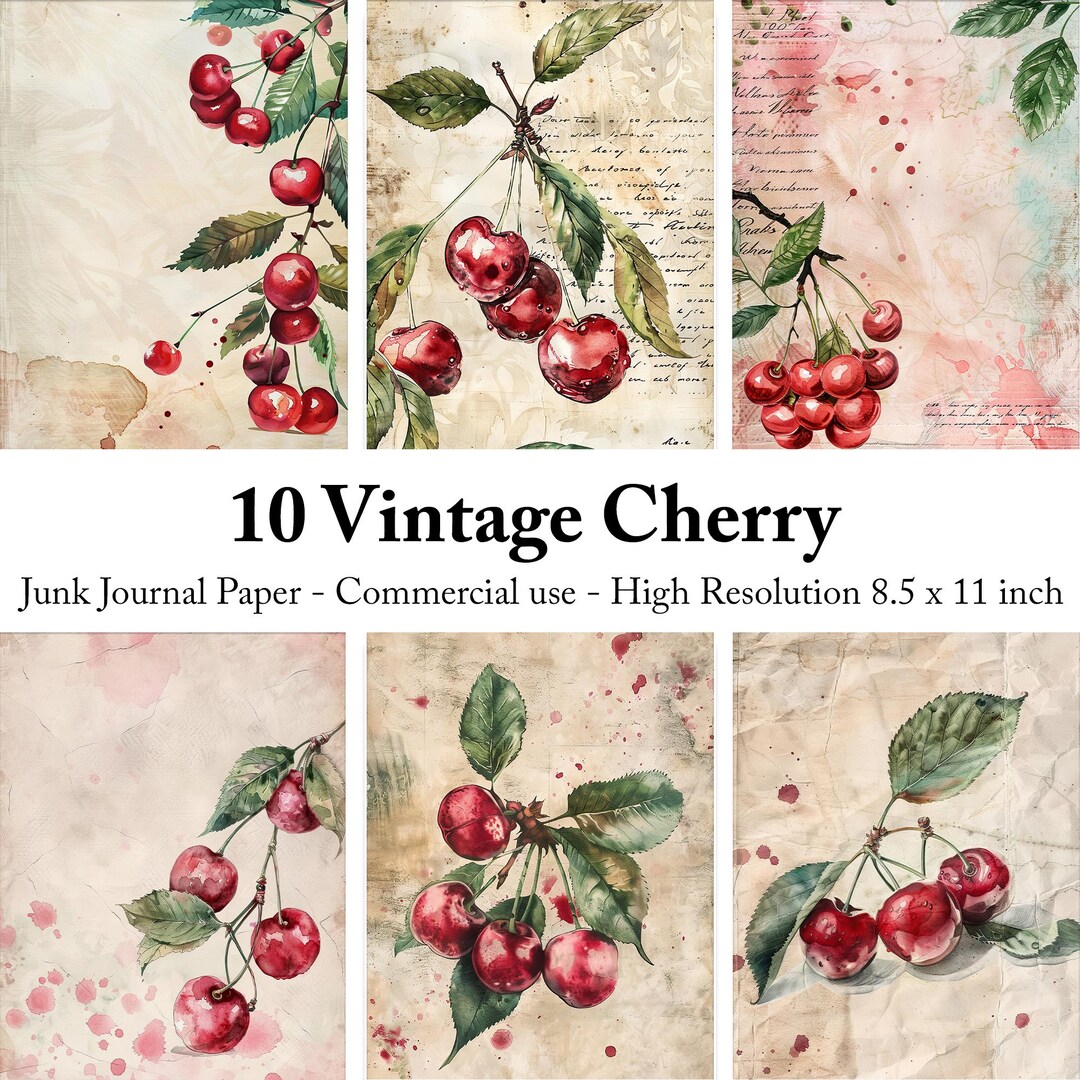 Vintage Cherry Junk Journal Kit: Botanical Ephemera (digital Download ...