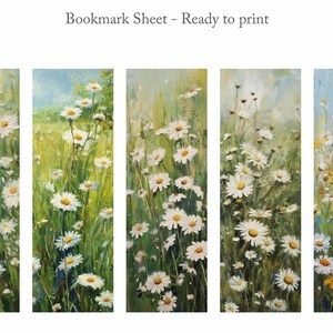 Daisy Flowers Printable Bookmark: Light Academia Digital Download, Book ...