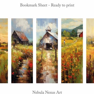 20 Rustic Farmhouse Bookmark Set - Countryside Scenery Art Printable ...