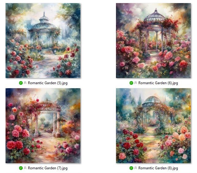 Enchanted Rose Arbor Digital Papers: Romantic Garden High-resolution ...