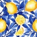 Blue Azulejo Lemon Tile Digital Paper: Mediterranean Watercolor ...