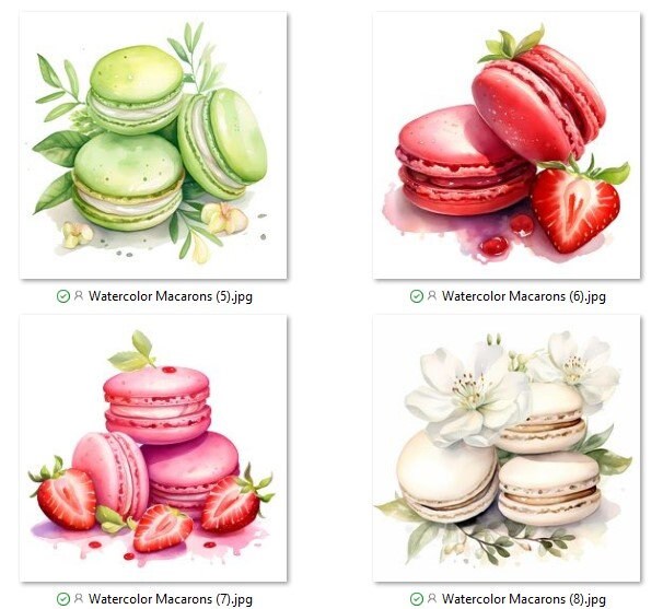 17 Watercolor Macaron Clipart JPEG PNG Bundle, Macaron Clip Art ...