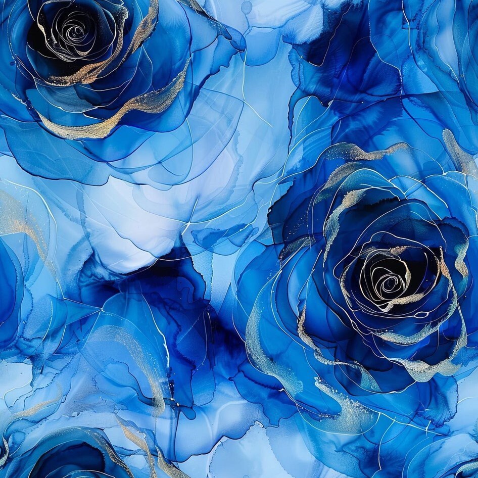 Blue Rose Ink Digital Paper: Floral Patterns (commercial Use) - Etsy
