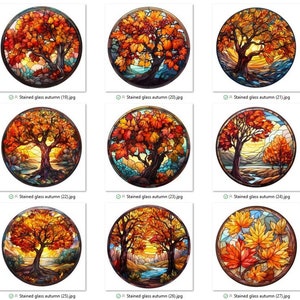 Stained Glass Autumn Clipart Bundle: Fall Leaves, Trees (PNG) - Etsy