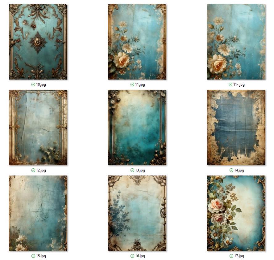 Vintage Floral Frame Digital Paper: Rustic Scrapbook Designs (digital ...