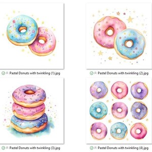 14 PNG Watercolor Donuts Clipart, Donut Clip Art, Dessert Clipart ...