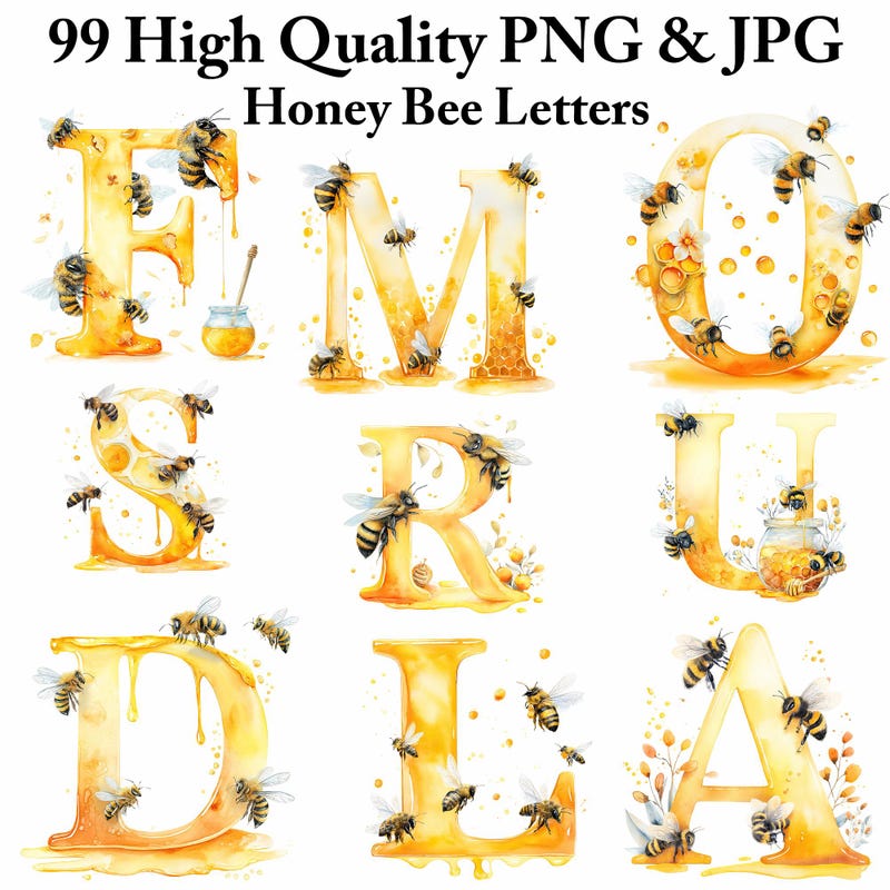 Honey Bee Alphabet - Etsy