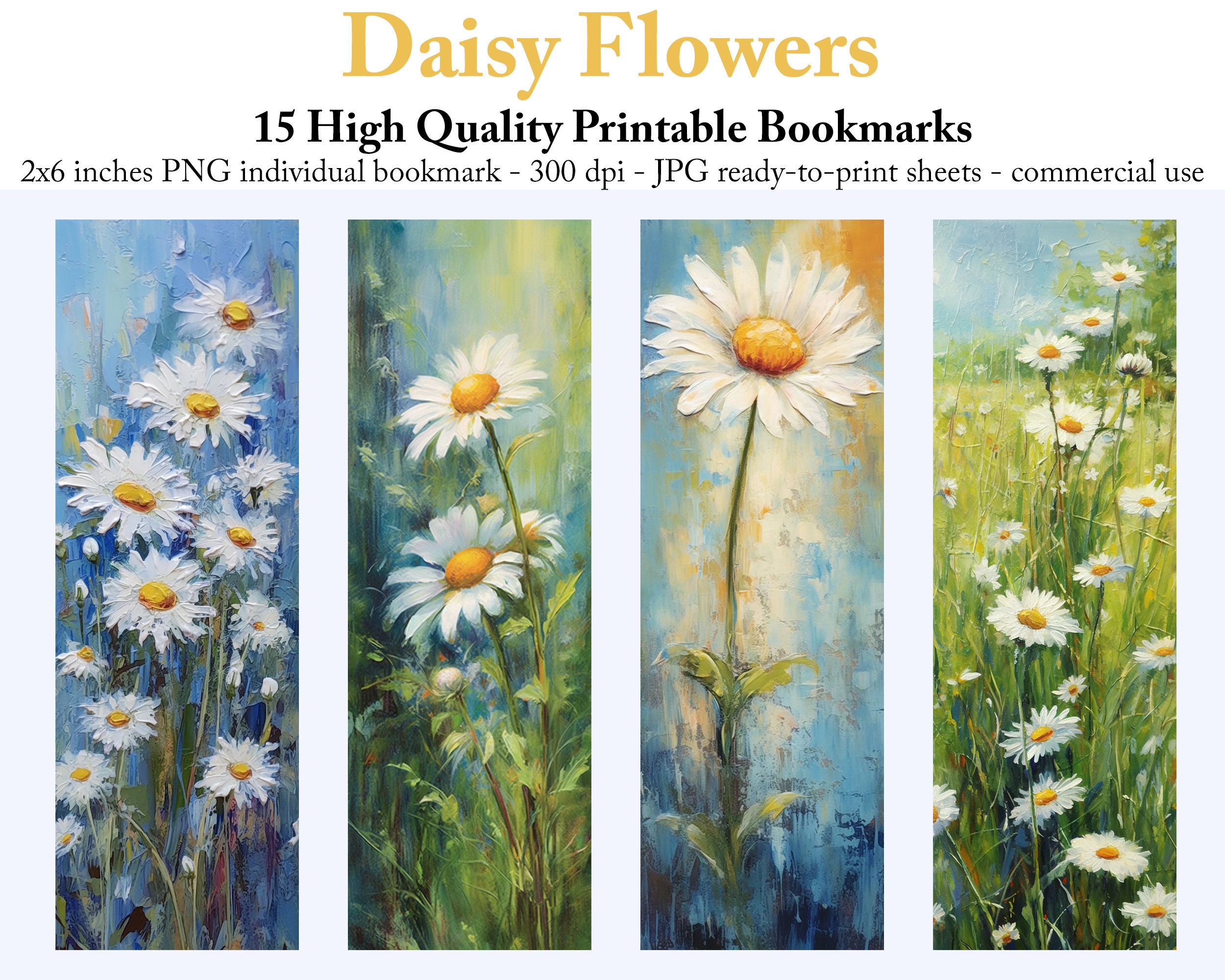 Daisy Flowers Printable Bookmark: Light Academia Digital Download, Book ...