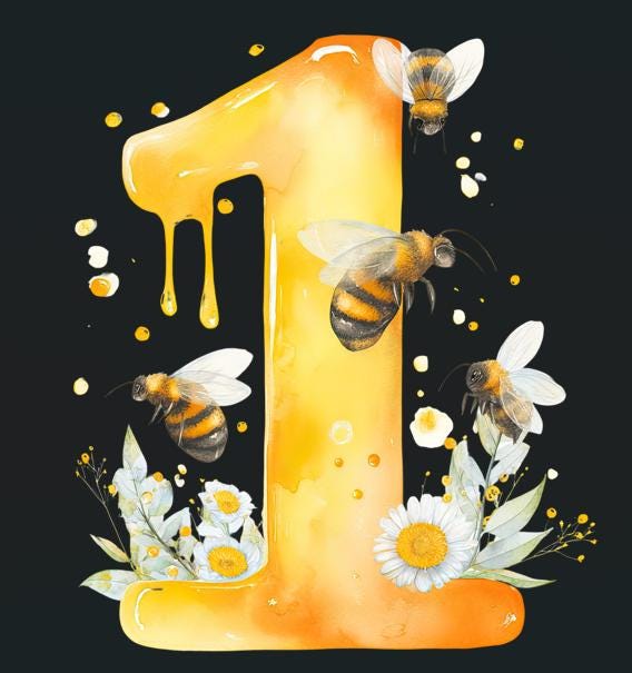 Honey Bee Number Clipart: Watercolor Bumblebee, Honeycomb (digital ...