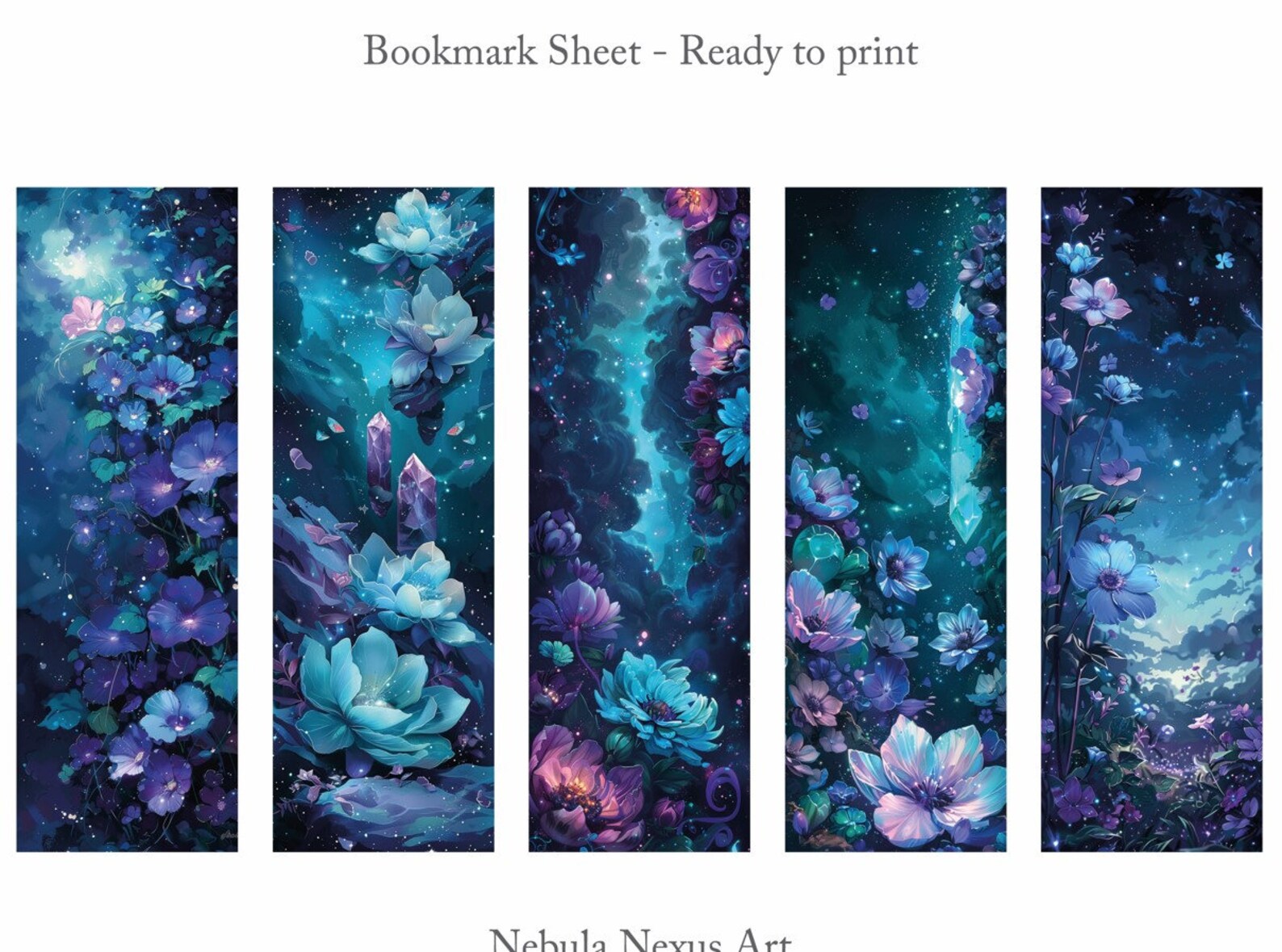 Watercolor Magical Flowers Printable Bookmarks Digital Download JPG ...