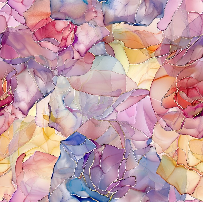 Stained Glass Rose Digital Paper: Floral Scrapbook Patterns (commercial ...